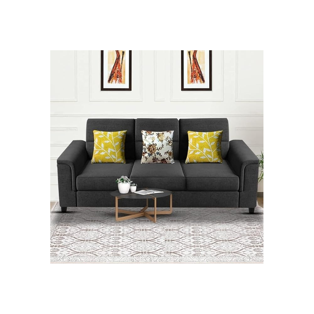 Raj Furniture Elegant 3 Seater Sofa Set For Living Room Black